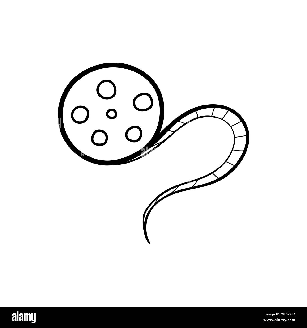 Movie Reel, spool, bobbin on White Background Parts of paper puzzles ...