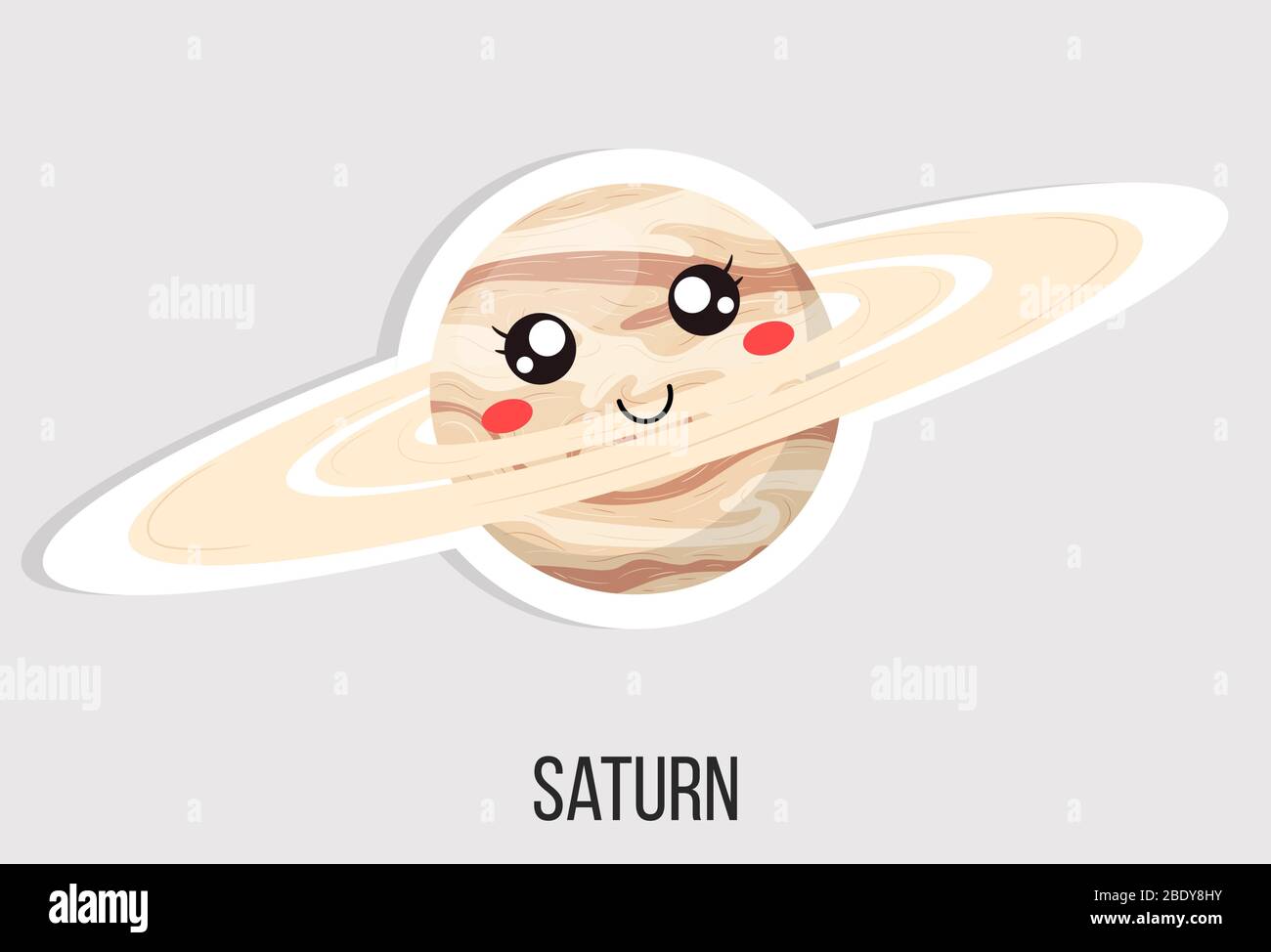 Cartoon Cute Saturn Planet Isolated On White Background Planet Of