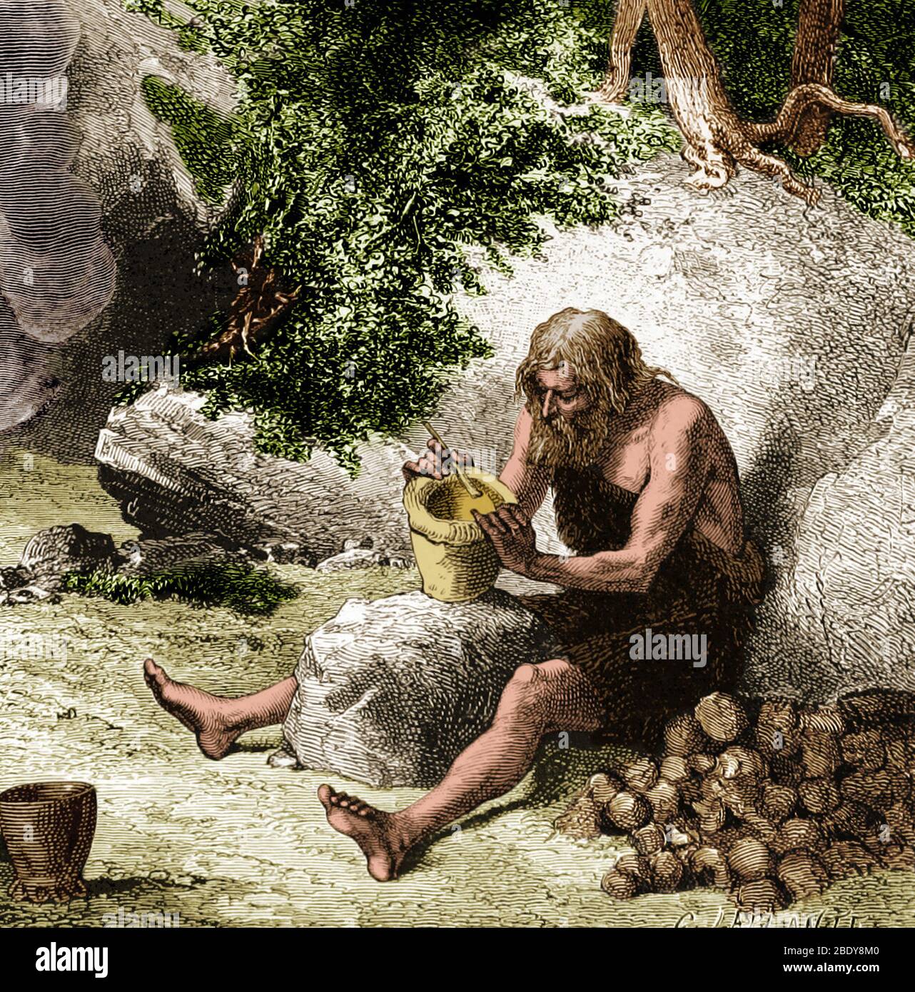 Prehistoric Man, Stone Age Potter Stock Photo - Alamy