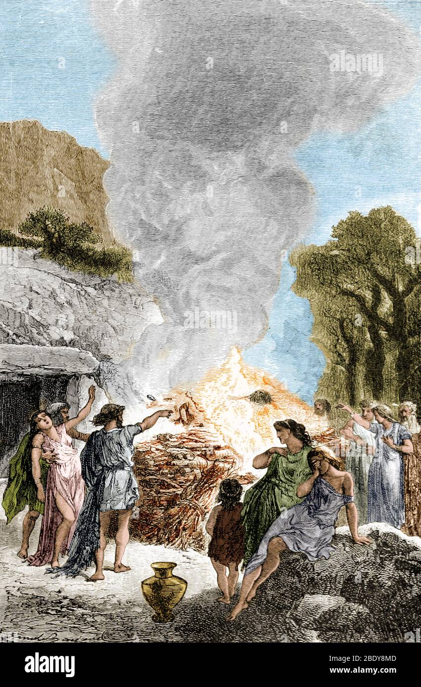 Prehistoric Man, Iron Age Funeral Ceremony Stock Photo - Alamy