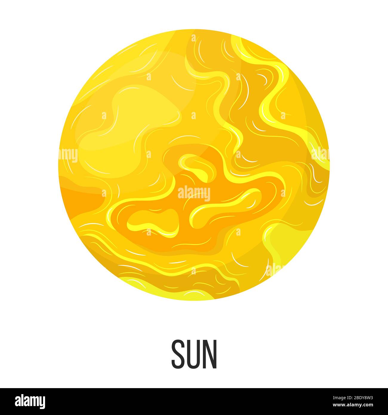 Sun star planet isolated on white background. Solar system. Cartoon ...