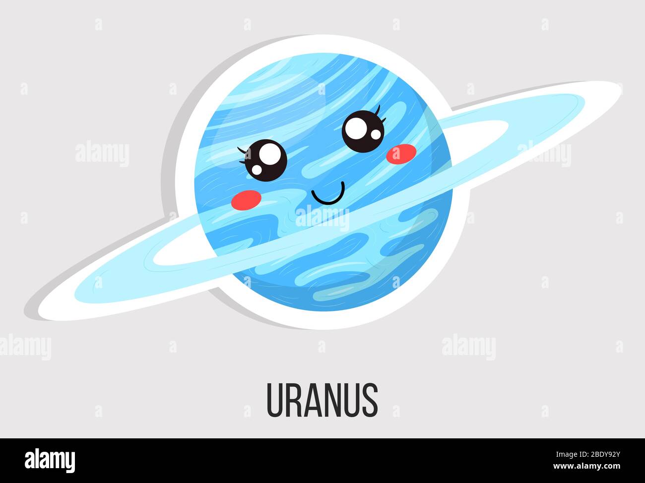Cartoon cute uranus planet isolated on white background. Planet of ...