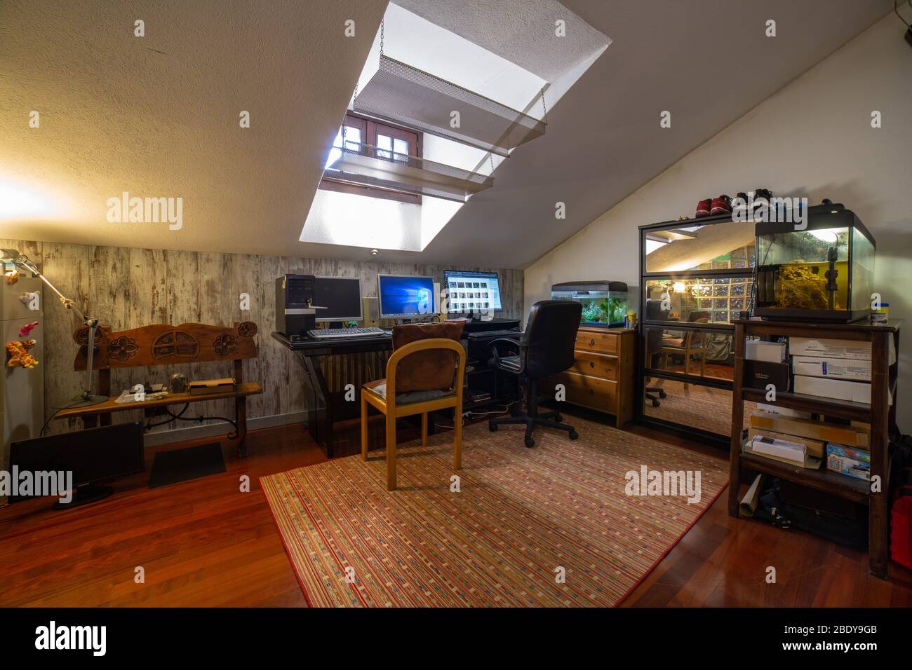 Indoor environment in an attic of a chalet Stock Photo - Alamy