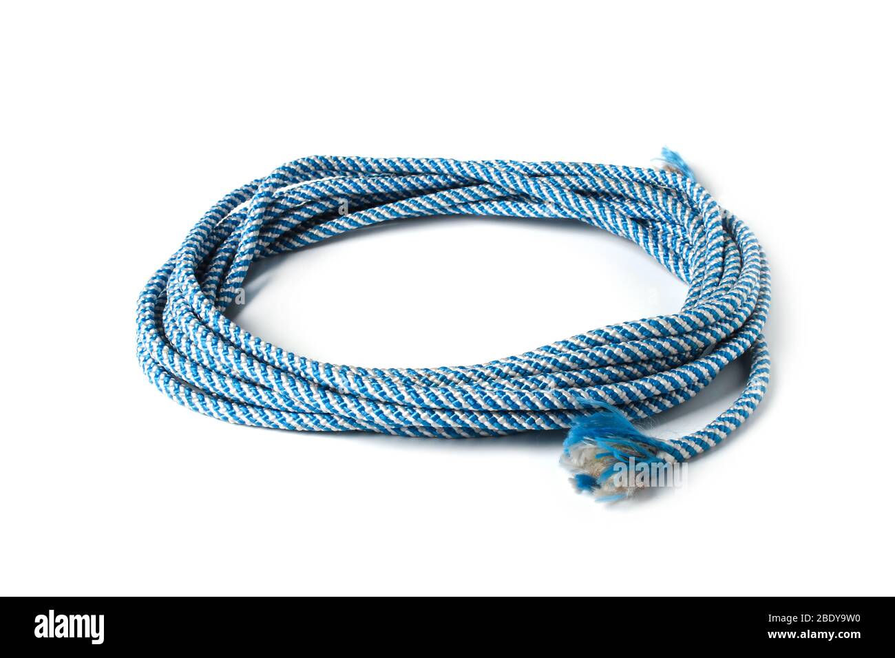 A string of blue nylon cord isolated on white Stock Photo - Alamy