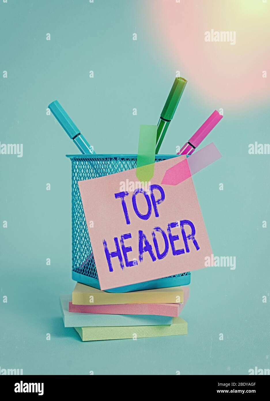 Text sign showing Top Header. Business photo text text at the top of a ...