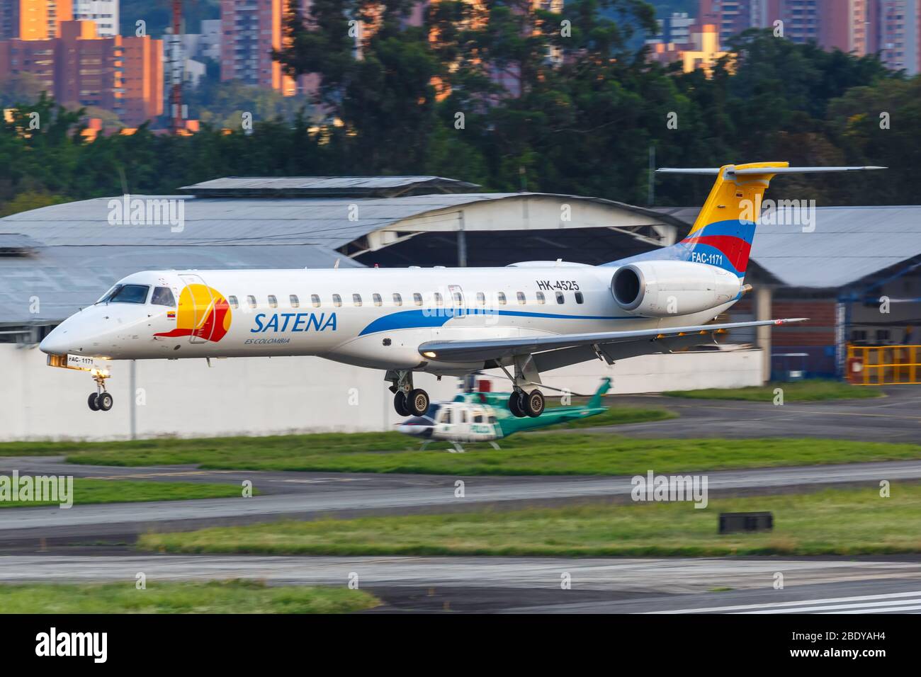 Medellin, Colombia – January 25, 2019: Satena Embraer 145 airplane at ...