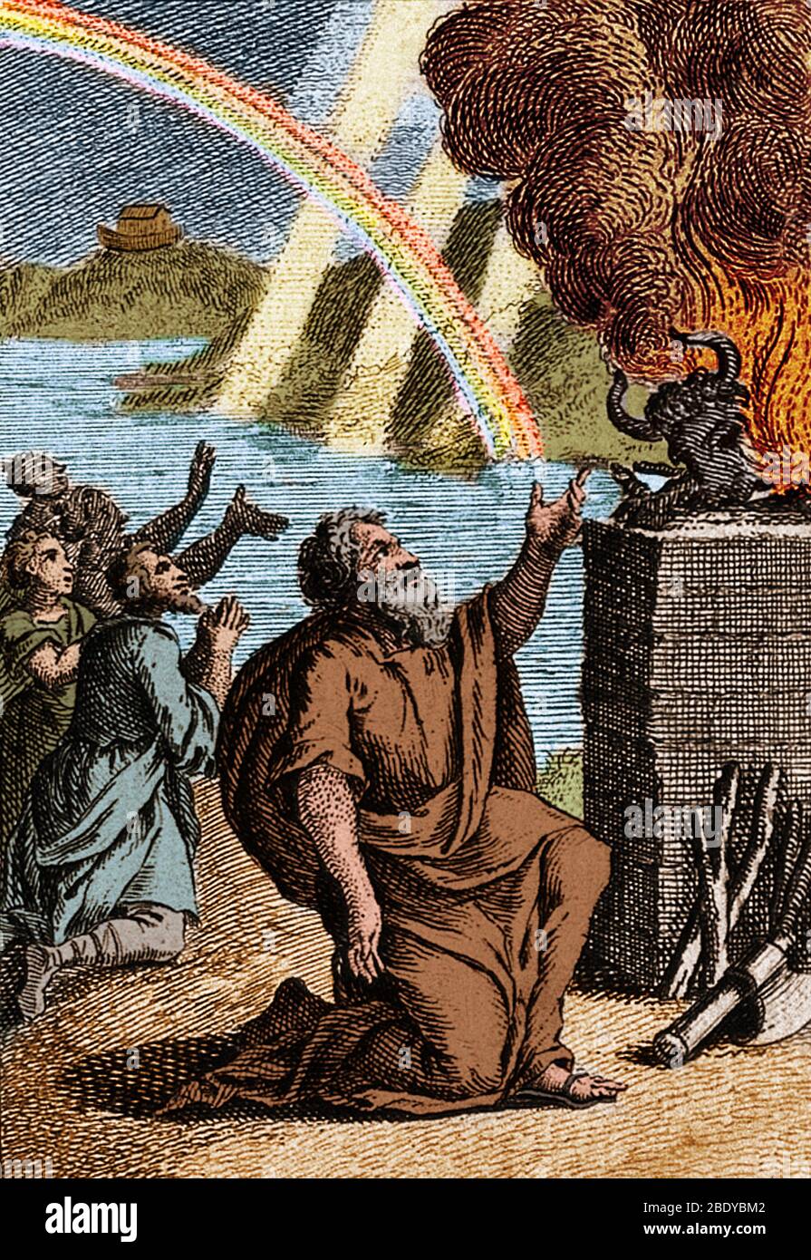 Gods rainbow answers noahs sacrifice hi-res stock photography and ...