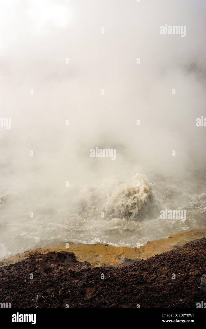 Bubbling water in the hot springs of the Mud Volcano area of ...
