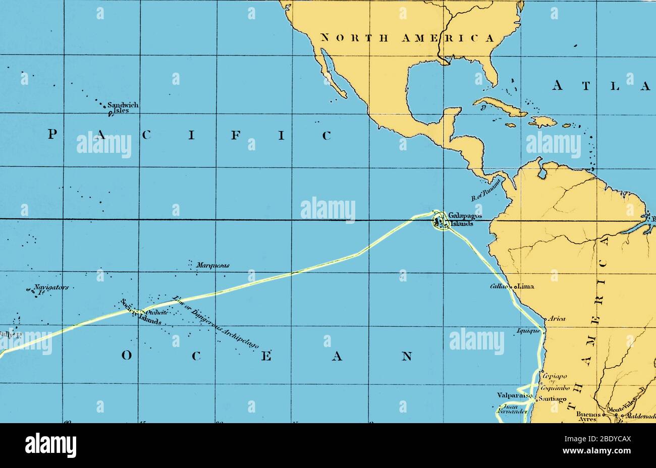 Charles darwin beagle map hi-res stock photography and images - Alamy