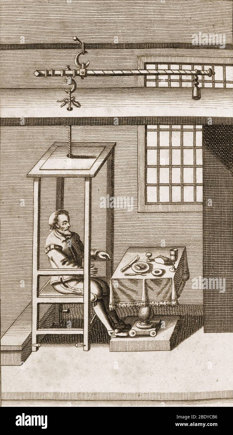 Santorio in Weighing Chair, 17th Century Stock Photo - Alamy