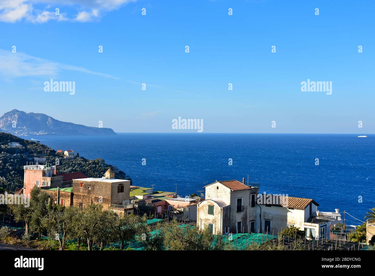 View of the houses on the sea in Marina della Lobra, a town in the ...
