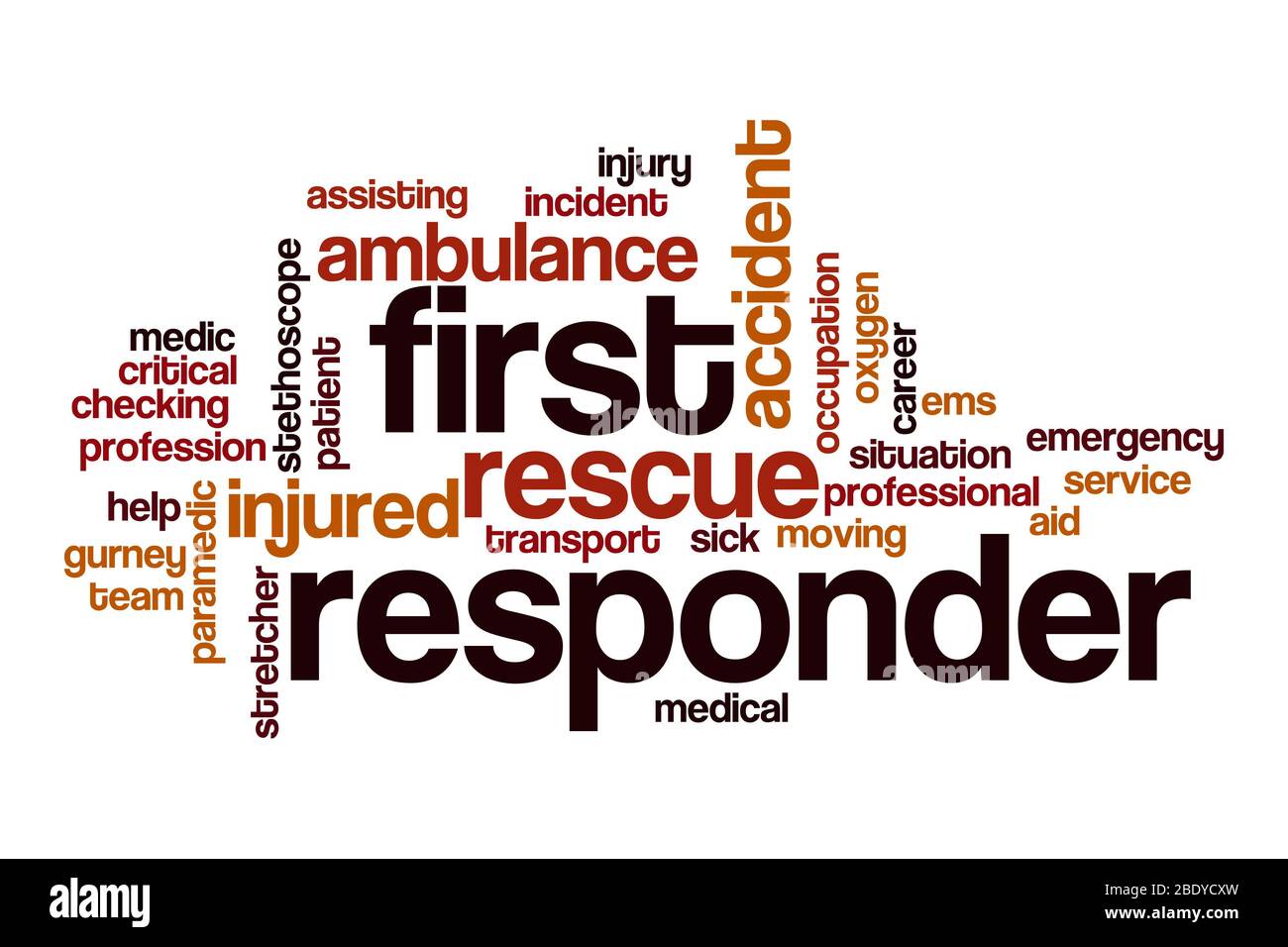 First responder word cloud concept on white background Stock Photo - Alamy