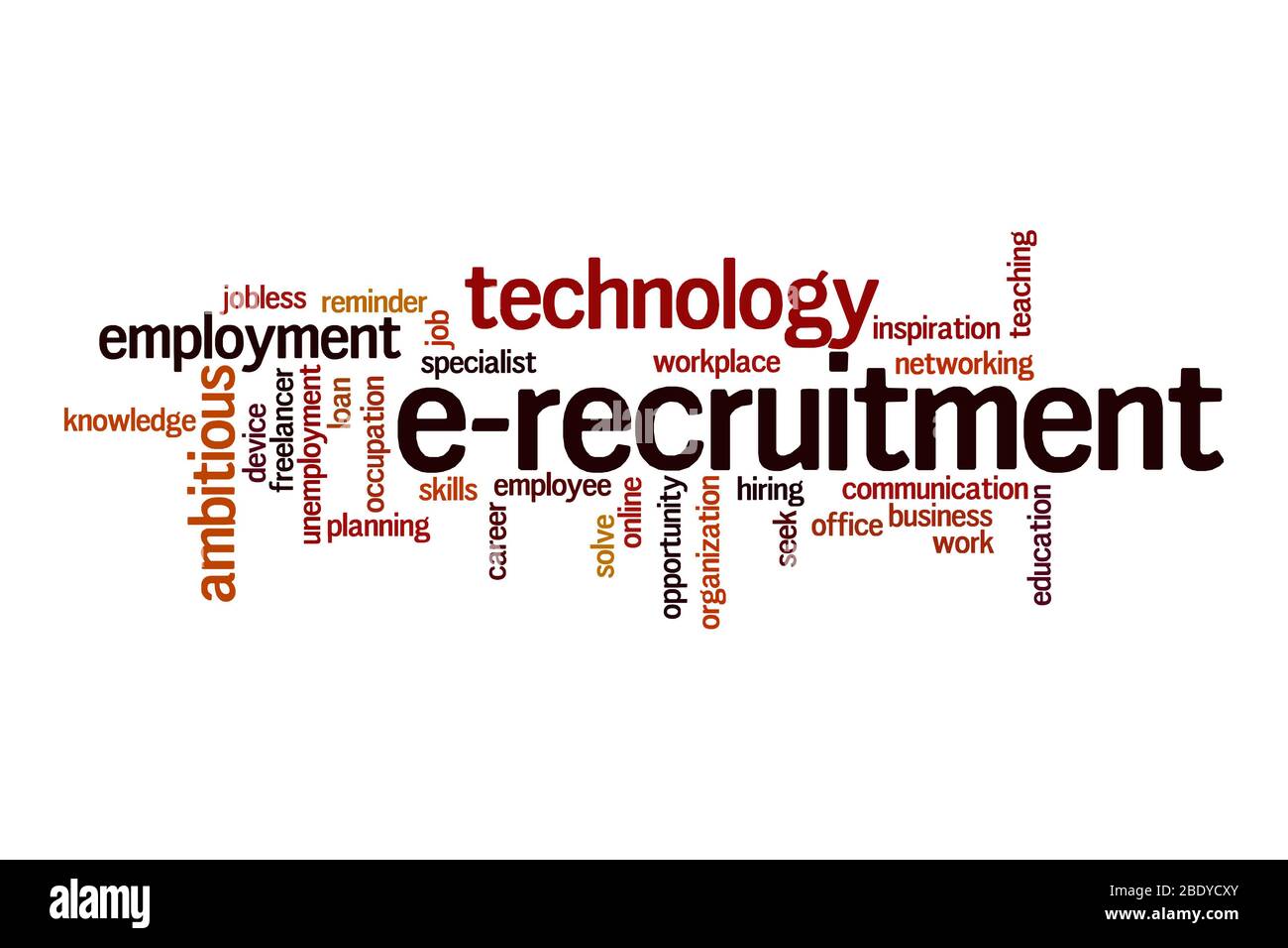E-recruitment word cloud concept on white background Stock Photo - Alamy