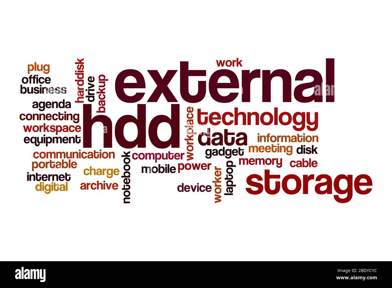 External HDD word cloud concept on white background Stock Photo - Alamy