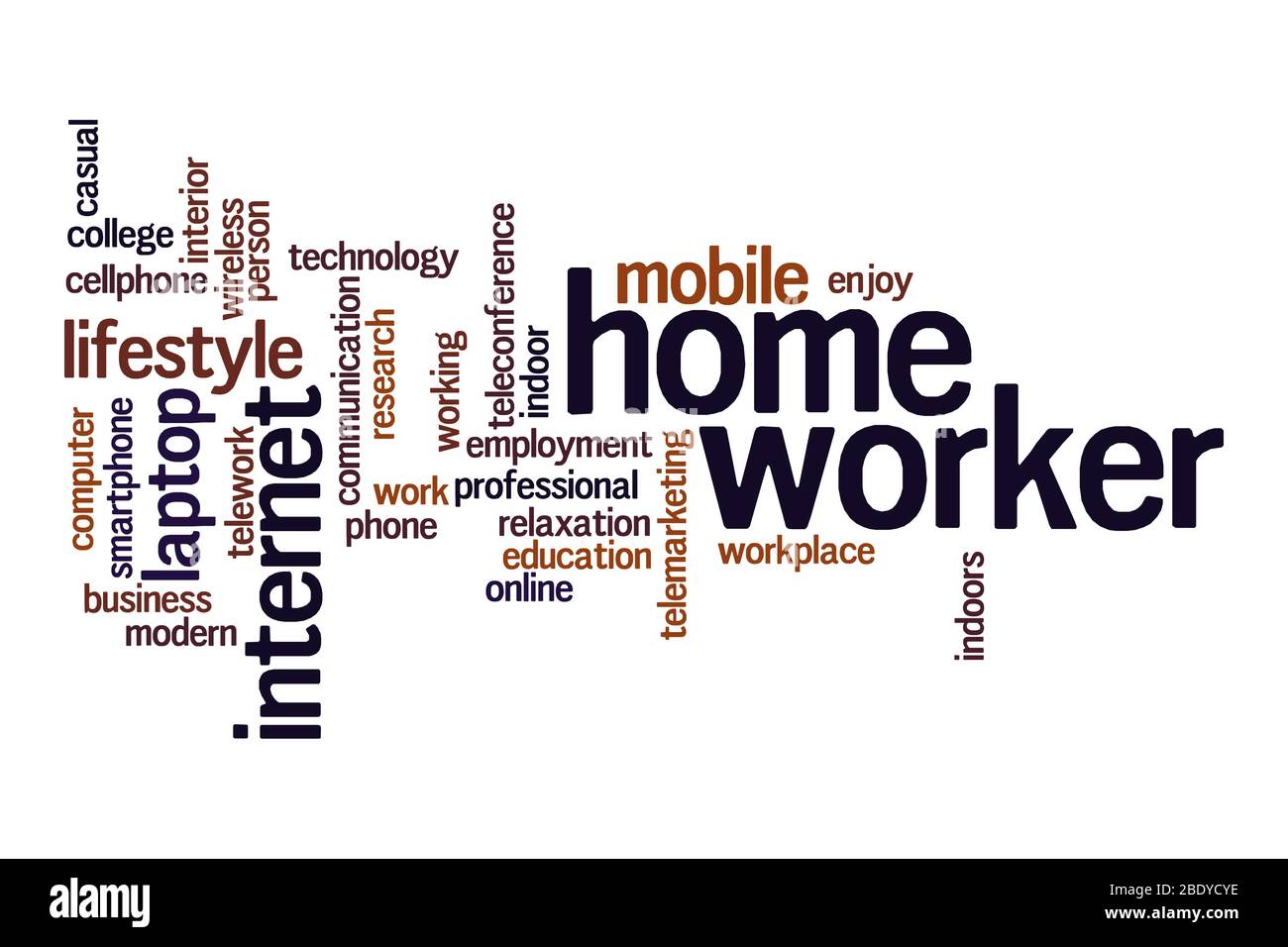 Home worker word cloud concept on white background Stock Photo - Alamy