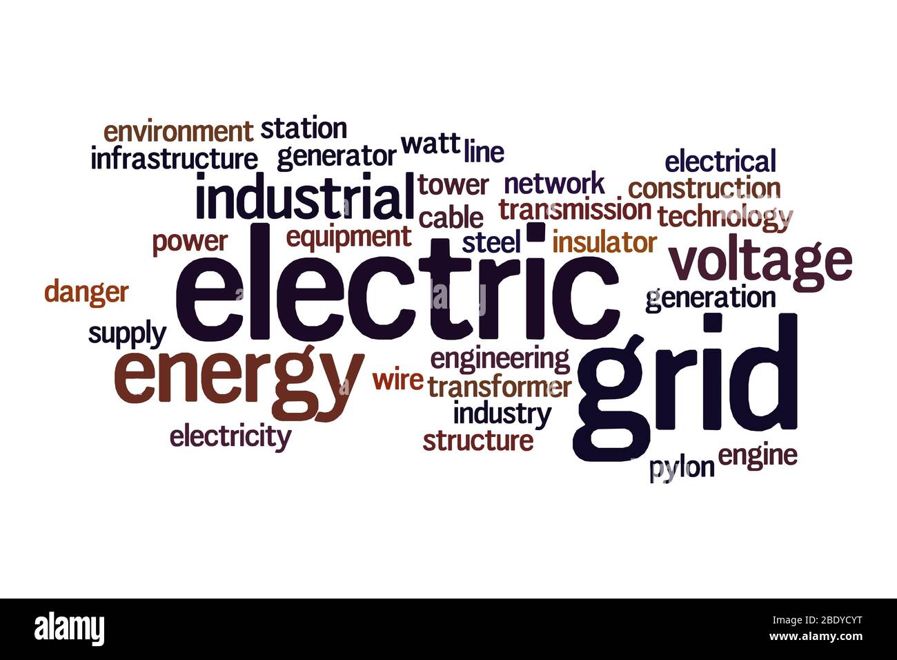 Electric grid word cloud concept on white background Stock Photo - Alamy