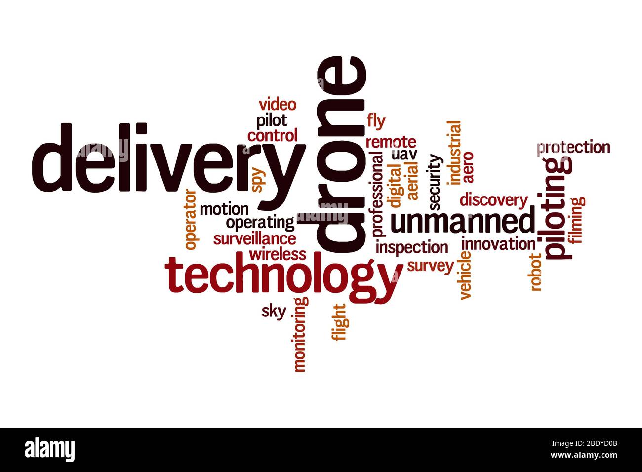 Delivery drone word cloud concept on white background Stock Photo - Alamy