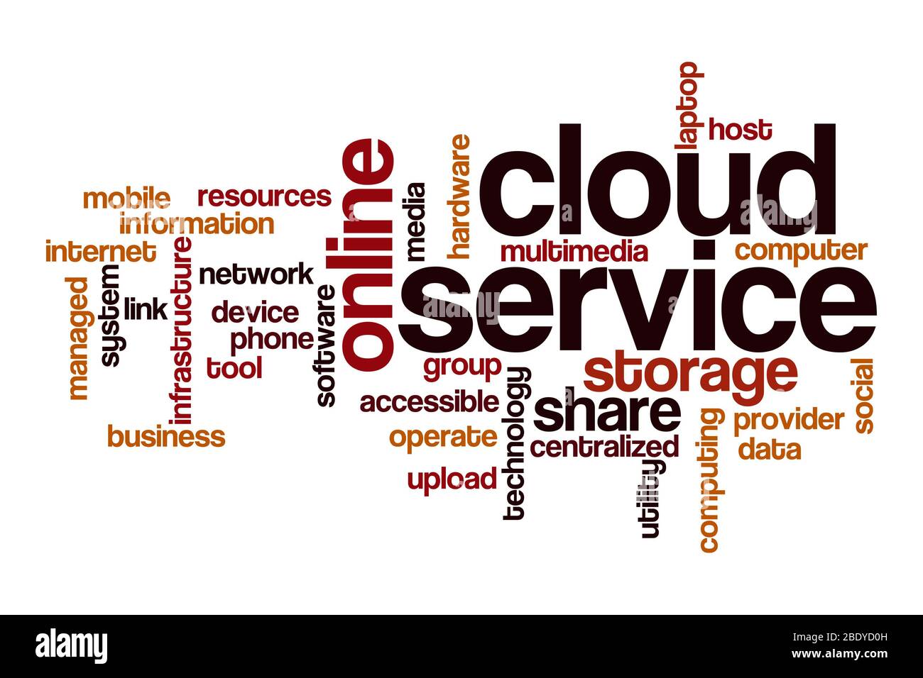 Cloud service word cloud concept on white background Stock Photo - Alamy