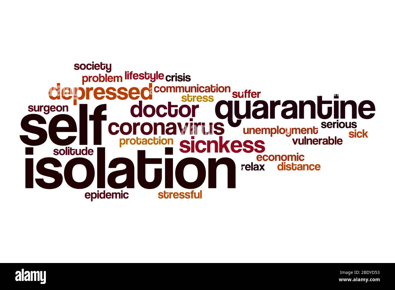Self isolation word cloud concept on white background Stock Photo - Alamy