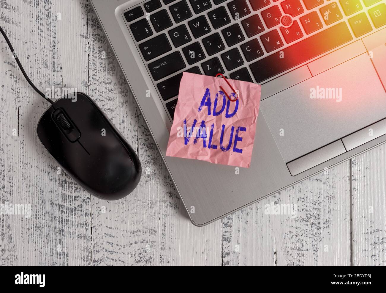 Writing note showing Add Value. Business concept for an improvement or ...