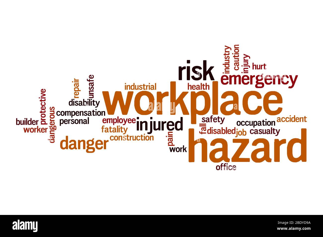 Workplace hazard word cloud concept on white background Stock Photo - Alamy