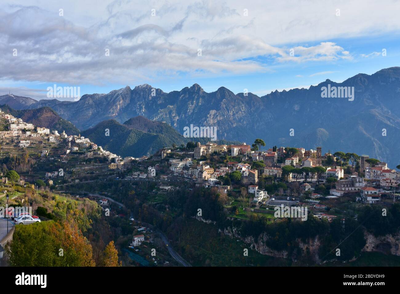 Panoramic view of Ravello, a town on the Amalfi coast, Italy Stock ...
