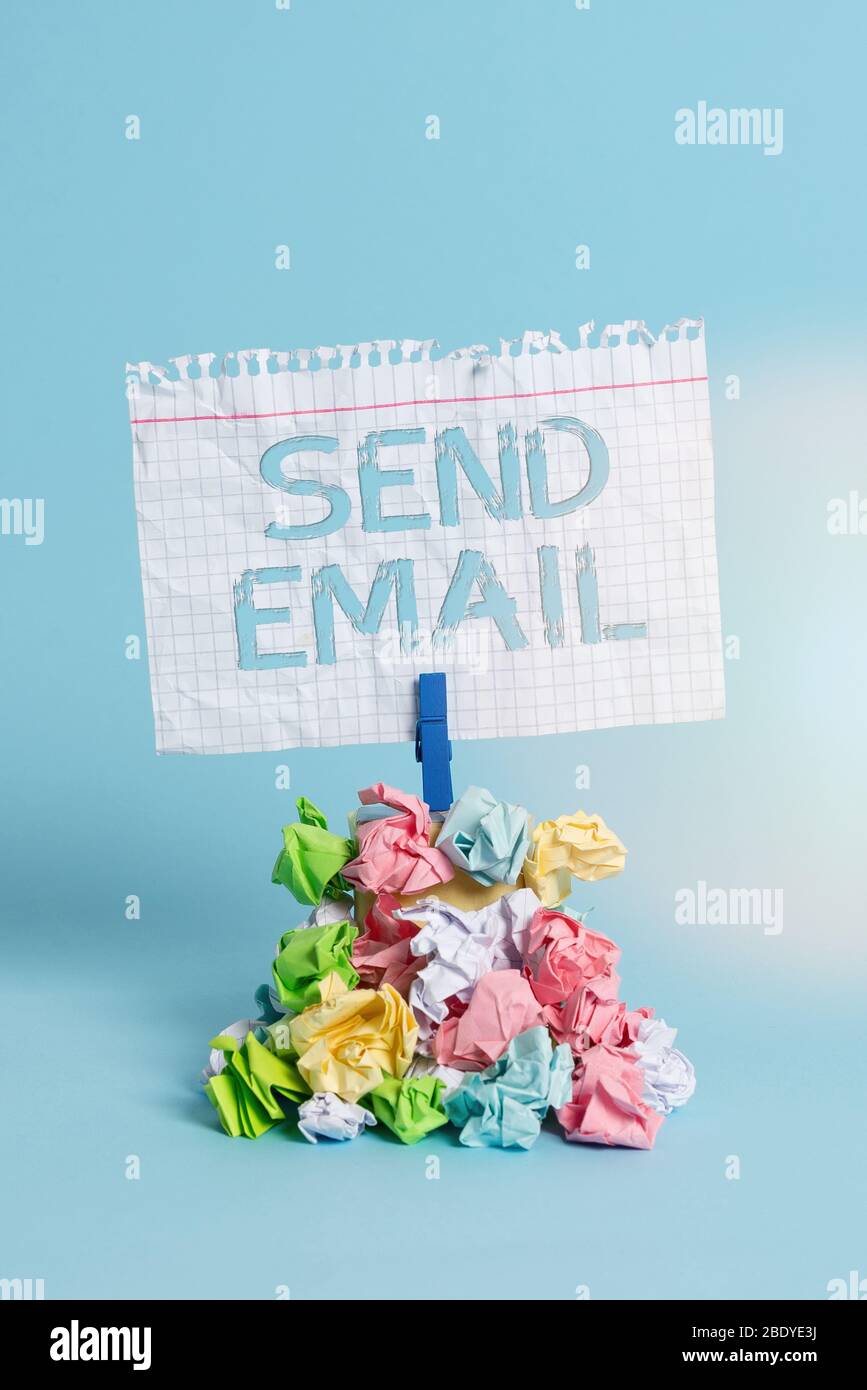 Word writing text Send Email. Business photo showcasing the system for using computers to send ...