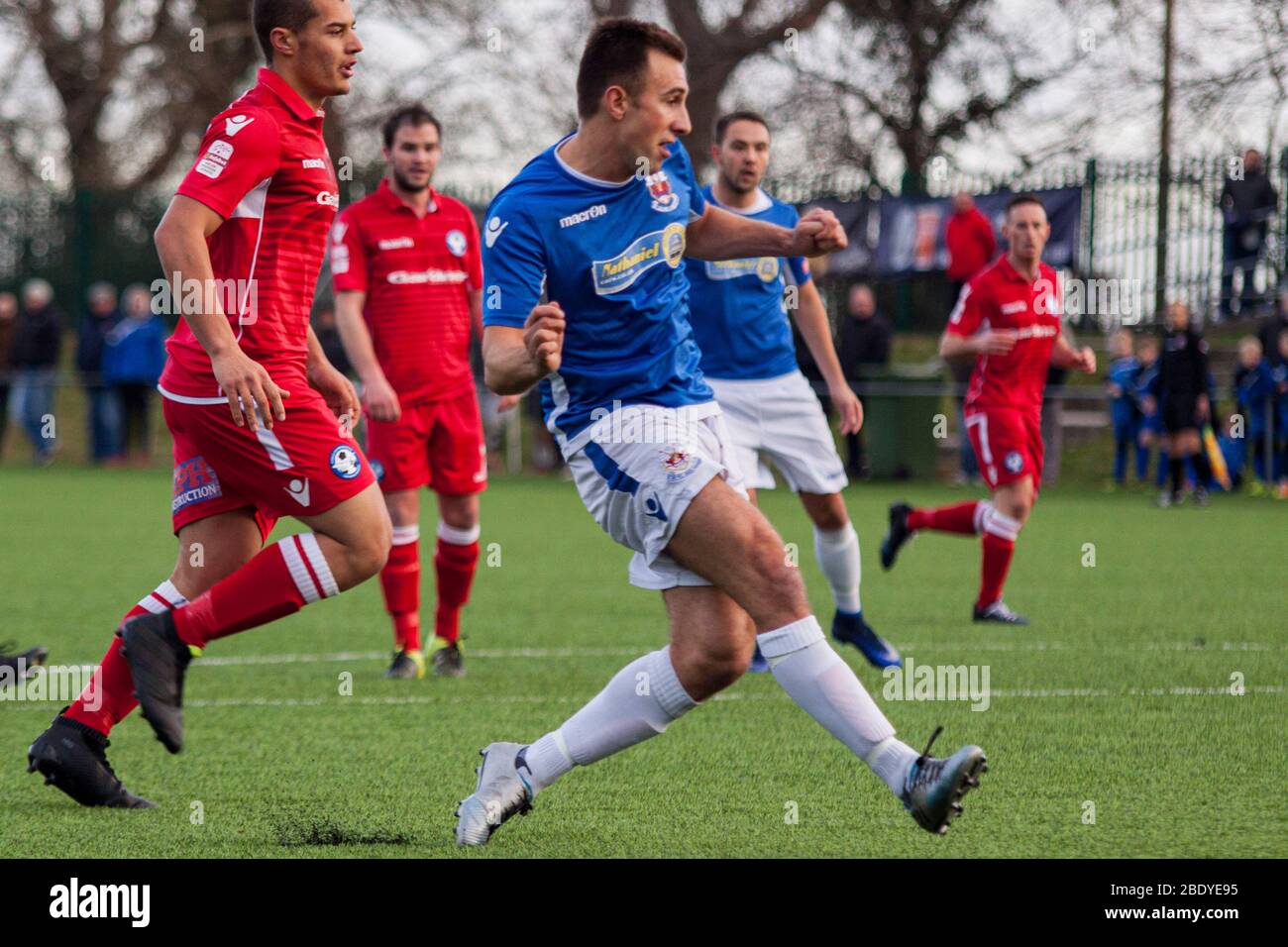 Marcus Griffiths of Penybont scores against Airbus. Penybont v Airbus ...