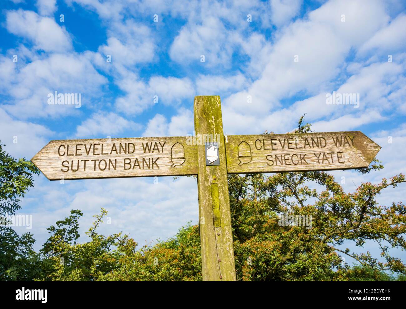 The Cleveland way sign, signpost at Sutton Bank, North Yorkshire ...