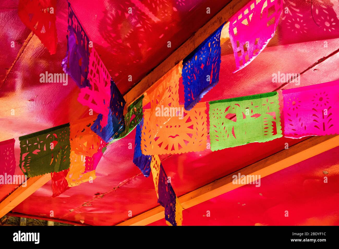 Paper flags (Papel Picado) hanging in Mexico City Stock Photo - Alamy