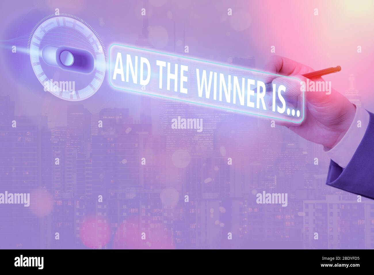 Text sign showing And The Winner Is. Business photo text announcing a ...