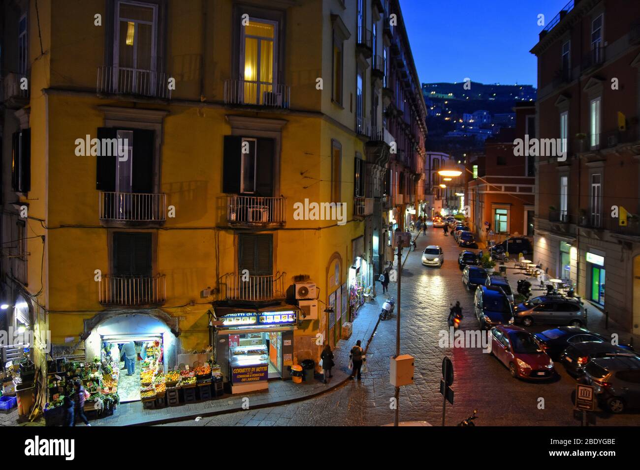 A street in the historic center of the city of Naples, Italy Stock ...