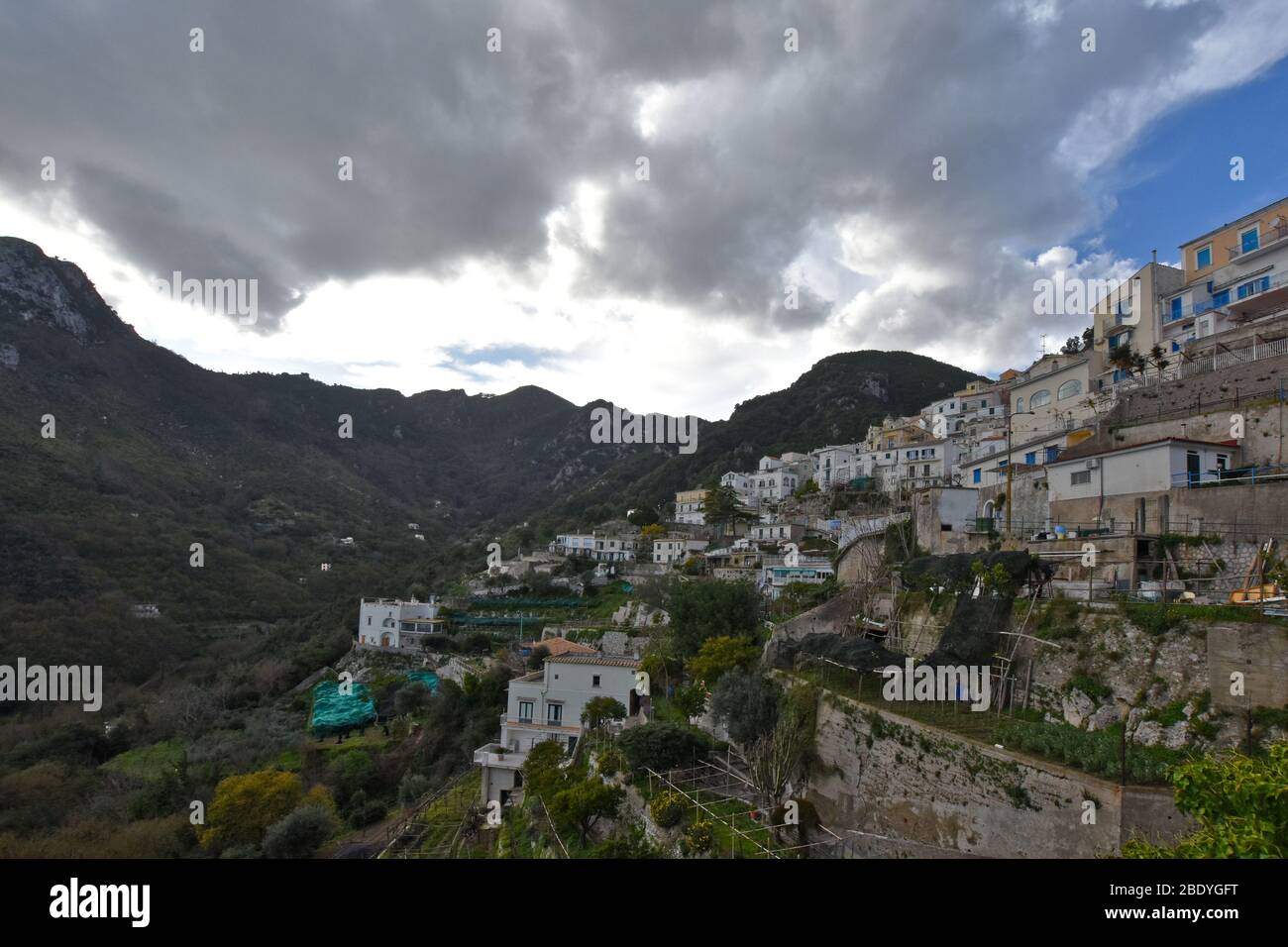 Panoramic view of the Amalfi coast in Raito, Italy Stock Photo - Alamy