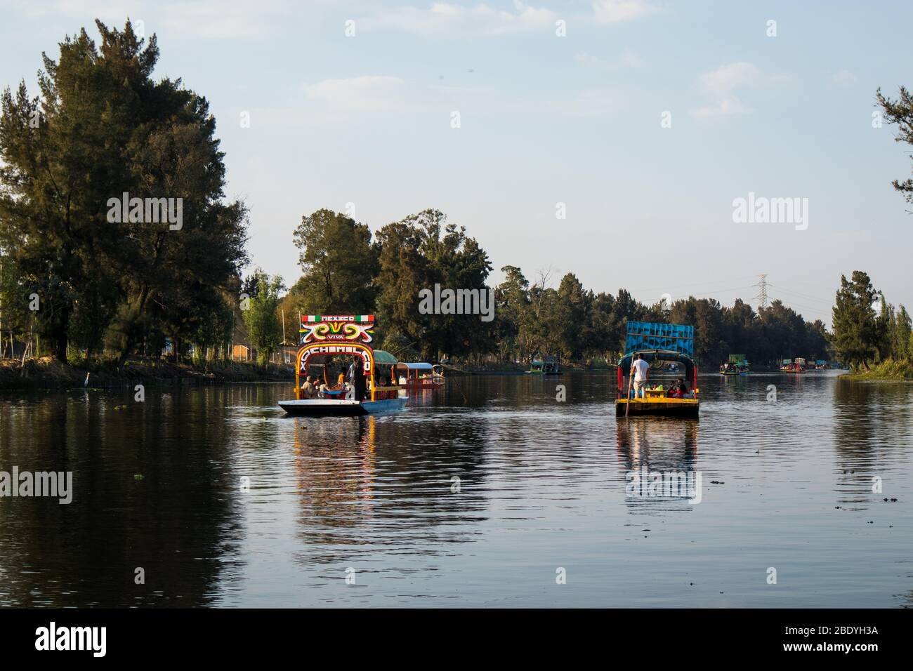 Two boats floating on the canals of Xochimilco, Mexico City, Mexico ...