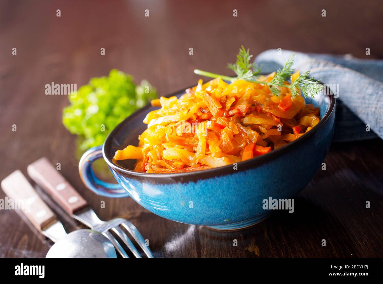Cabbage stew with carrot in tomato sauce - traditional dish of Russian ...