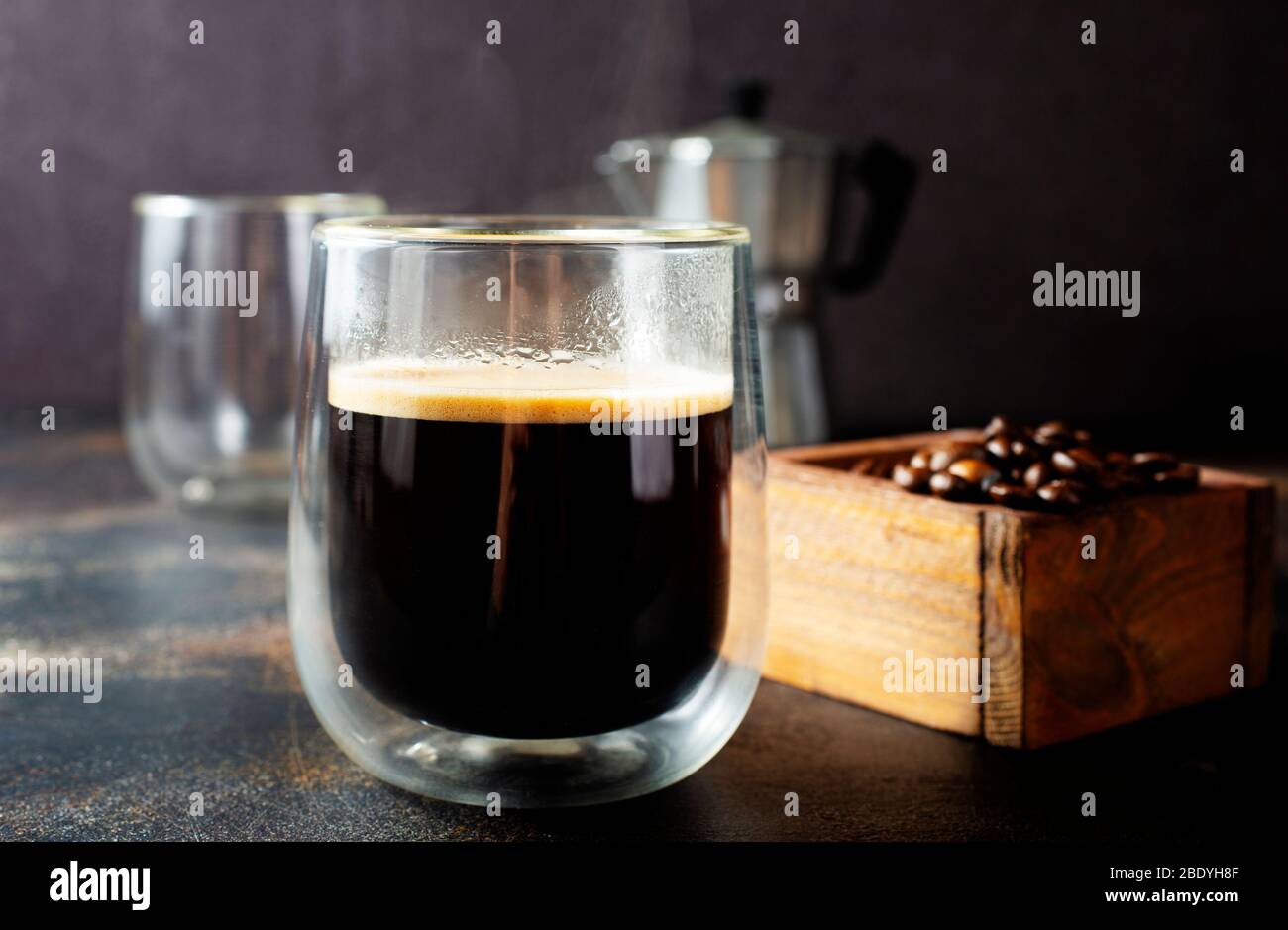 coffee drink in glass cuo on a table Stock Photo - Alamy