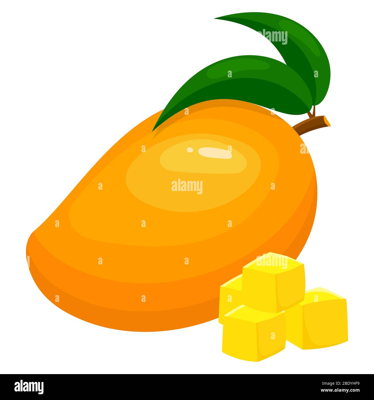 Fresh bright exotic whole and sliced mango isolated on white background ...