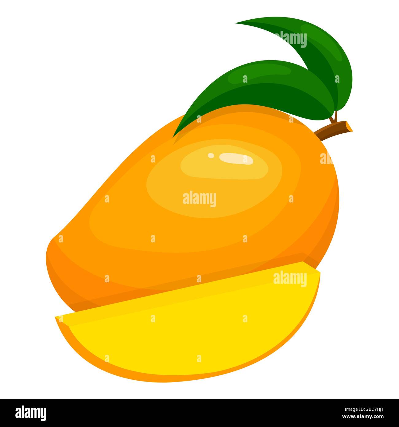 Fresh bright exotic whole and sliced mango isolated on white background ...