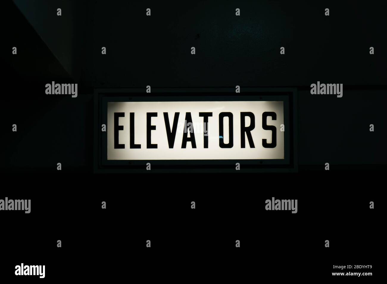 Illuminated Elevators Sign Stock Photo - Alamy