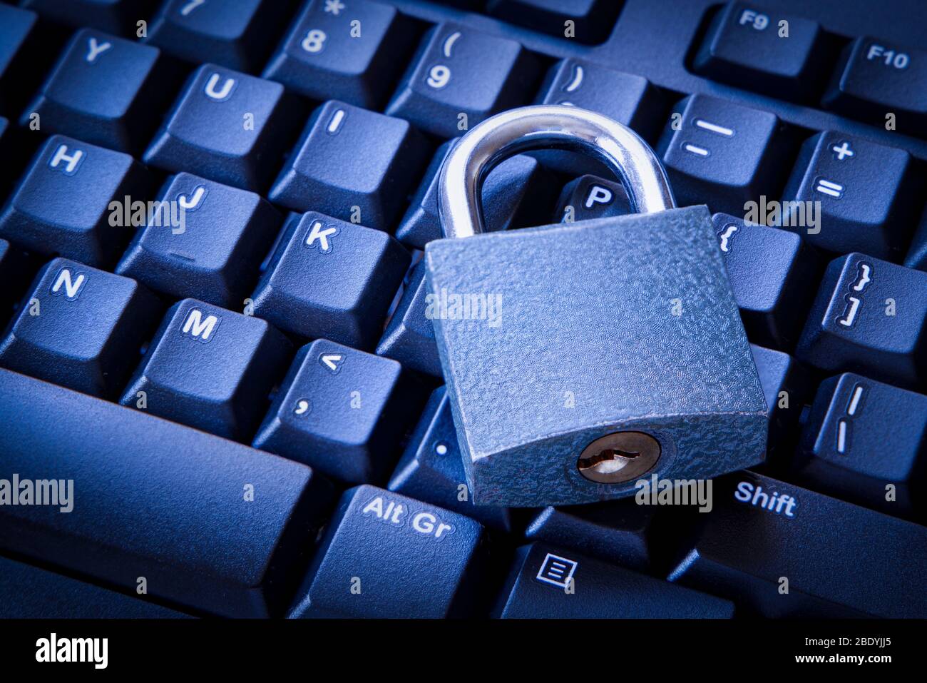Cyber Security Concept Closed Padlock on the Computer Keyboard. Cloud Data and Work from Home ...