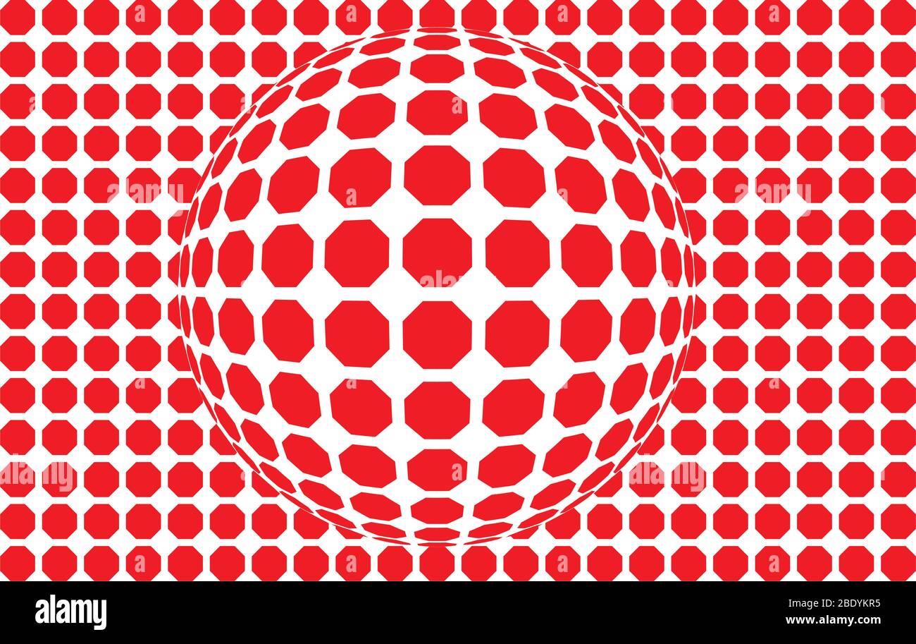 Vector illustration of a distorted surface. 2D pattern with fisheye 3D ...