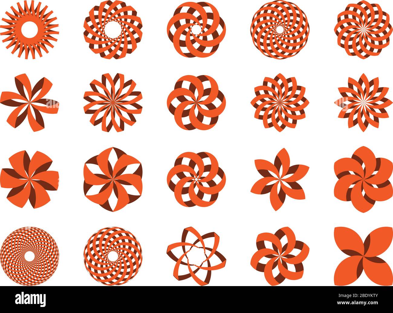 Set of 20 abstract orange 3d illustrations icons in vector format. Can ...
