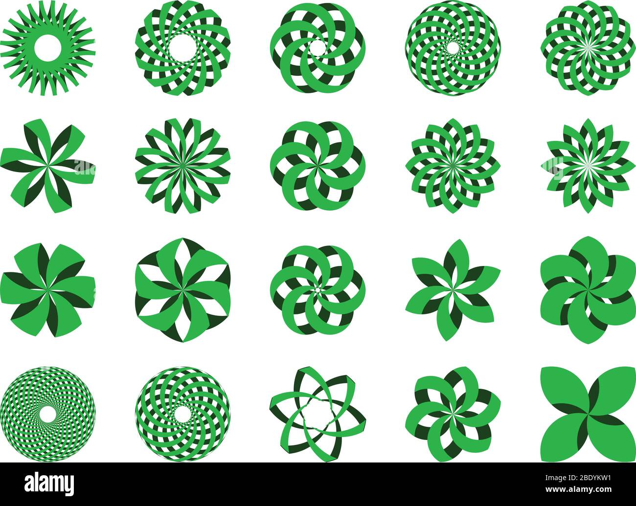 Set of 20 abstract green 3d illustrations icons in vector format. Can ...
