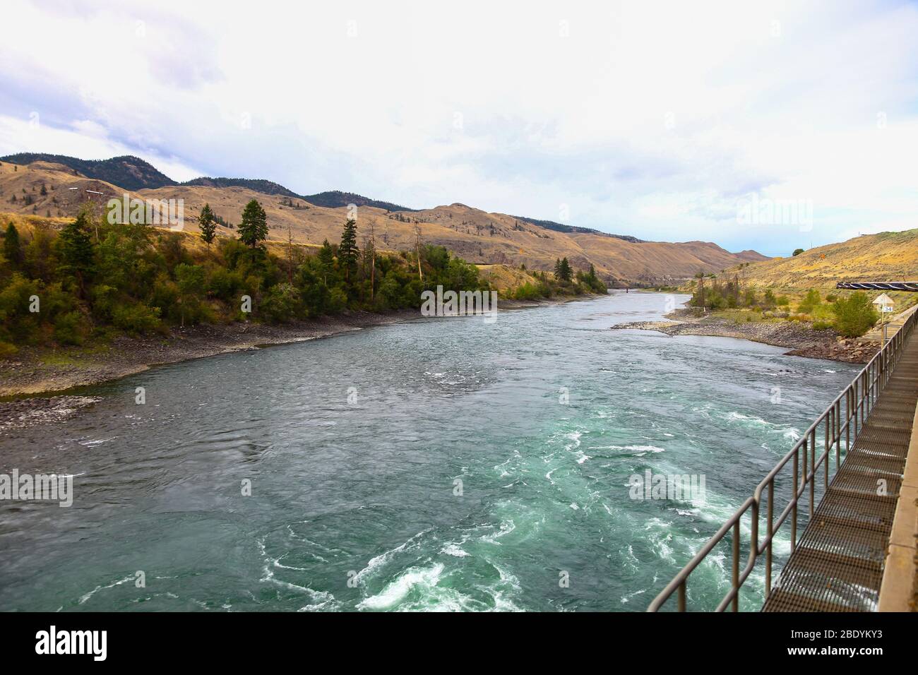 The Thompson River from the Rocky Mountaineer train, Canada Stock Photo ...