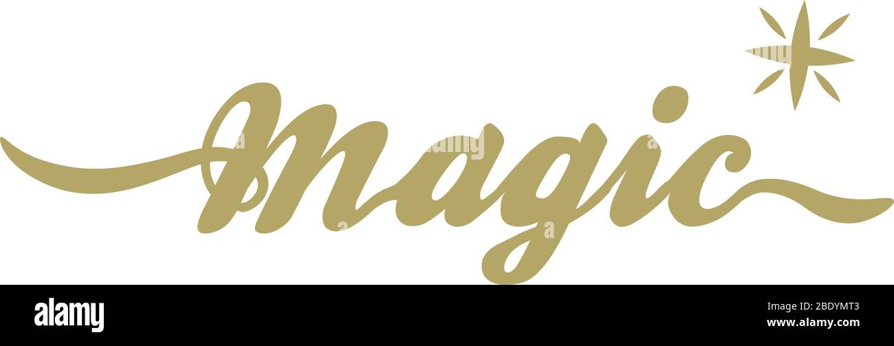 sparkling star and golden decorative word magic Stock Vector Image ...