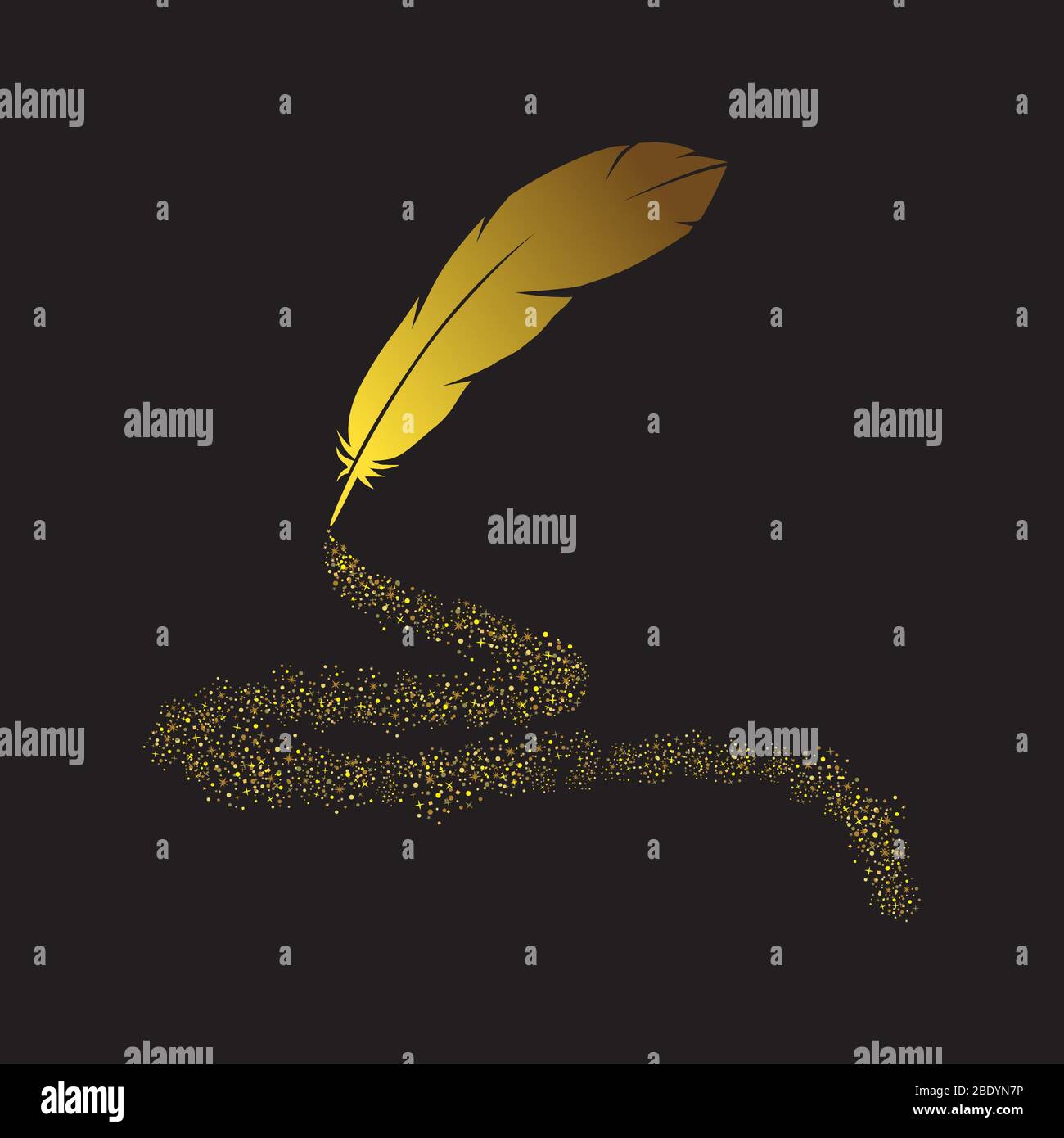 Feather golden pen hi-res stock photography and images - Alamy