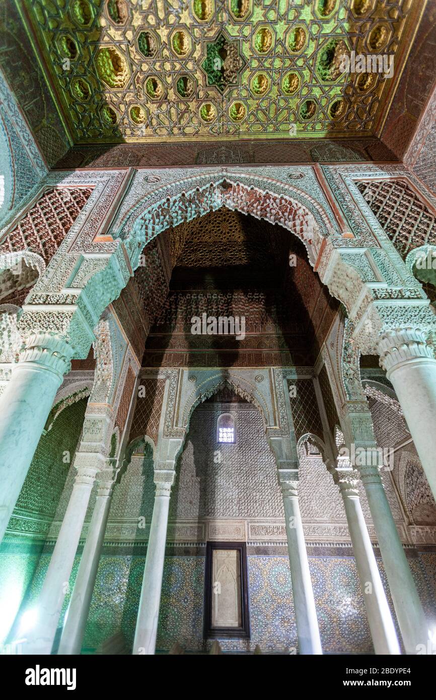 The Chamber of the Twelve Columns. , Saadian Tombs, Marrakesh, Morocco ...