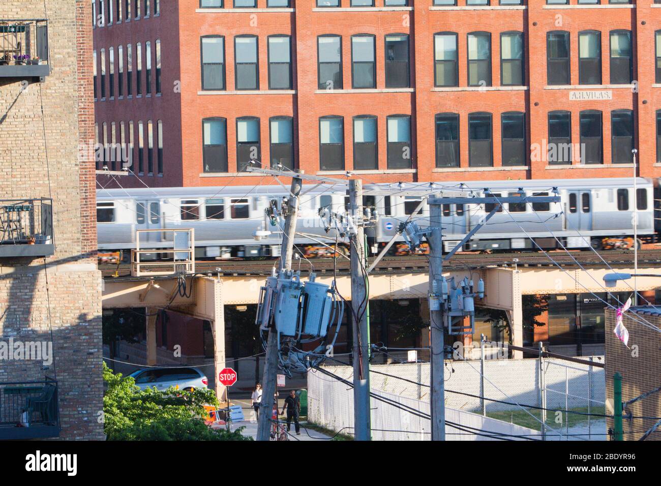 Power lines next to buildings, Chicago, Illinois, USA Stock Photo - Alamy