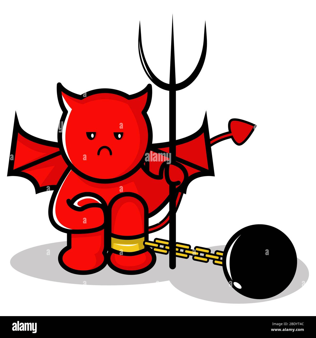 Cute Illustration of Red Satan or Devil Holding The Trident Under ...