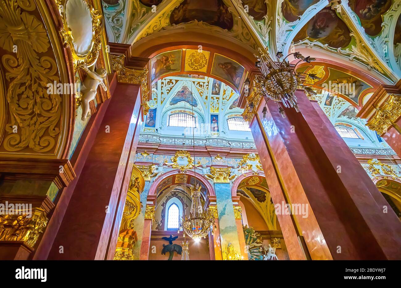 CZESTOCHOWA, POLAND - JUNE 12, 2018: The high arcades separating Nave ...